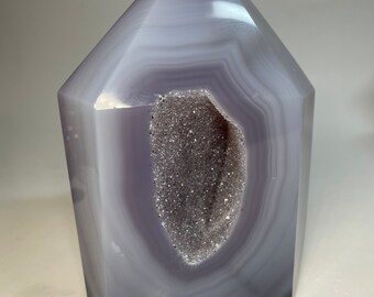 Drusy Agate Tower Large Drusy Tower Banded Agate Tower | Etsy