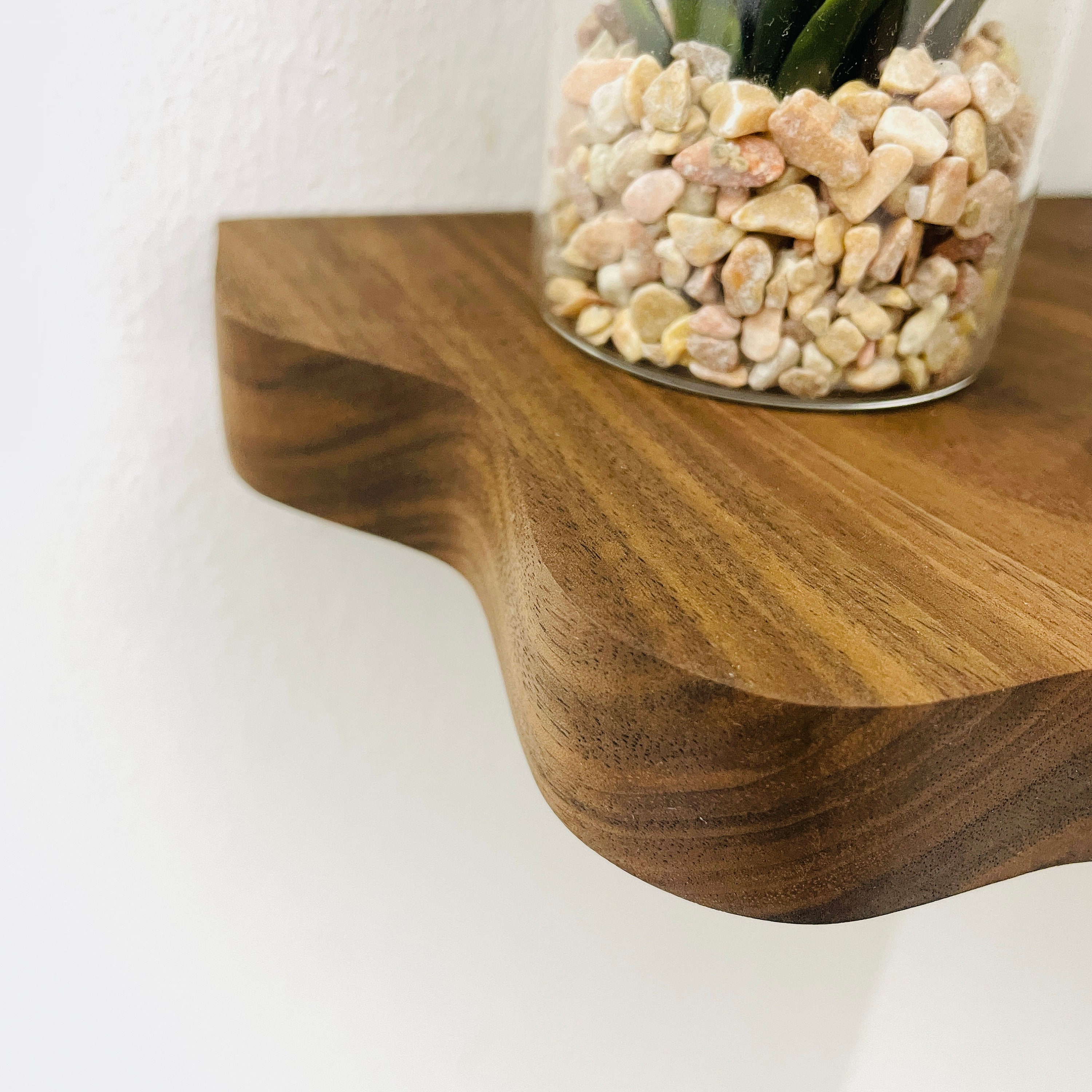 Walnut Floating Corner Shelf Wavy Shape Walnut Bathroom Furniture - Etsy