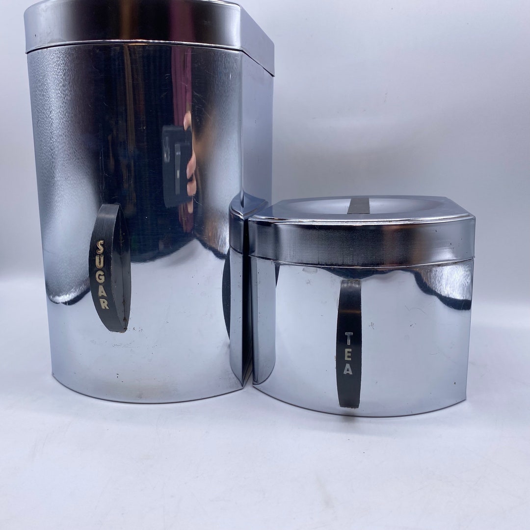 Vintage Pair Mid Century Kromex Chrome, Stainless Canisters, Sugar and ...