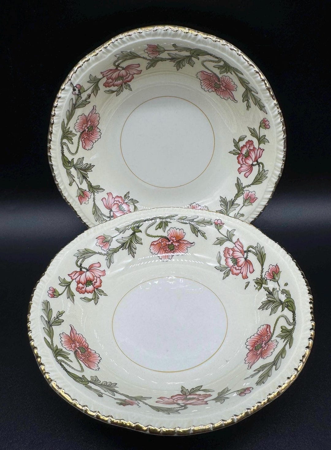 Vintage Homer Laughlin Liberty, Pink Poppies Fruit/dessert Bowls, Set/2 ...