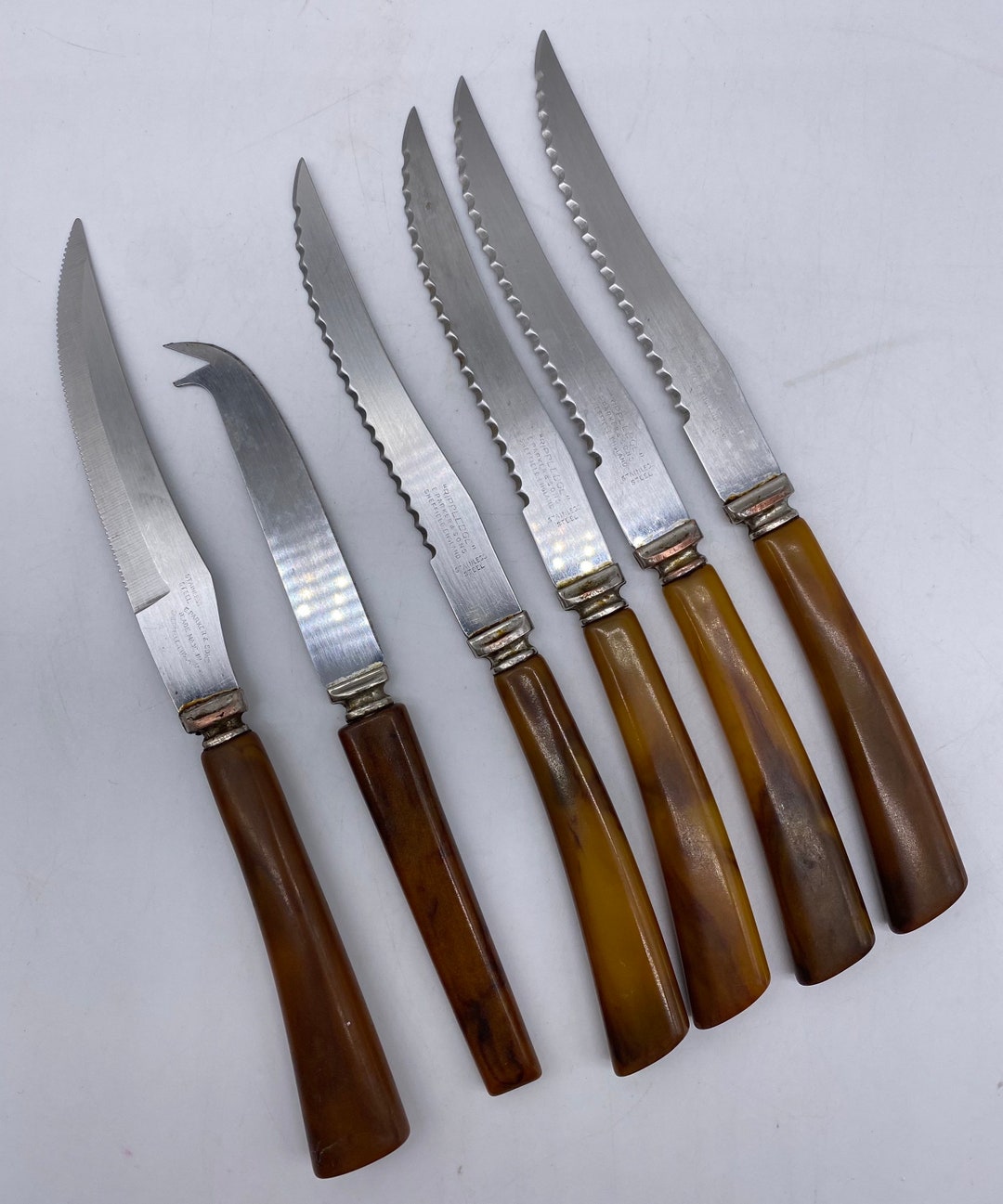 Vintage E. Parker and Sons “ripple Edge” Steak Knives, Carving Knife ...
