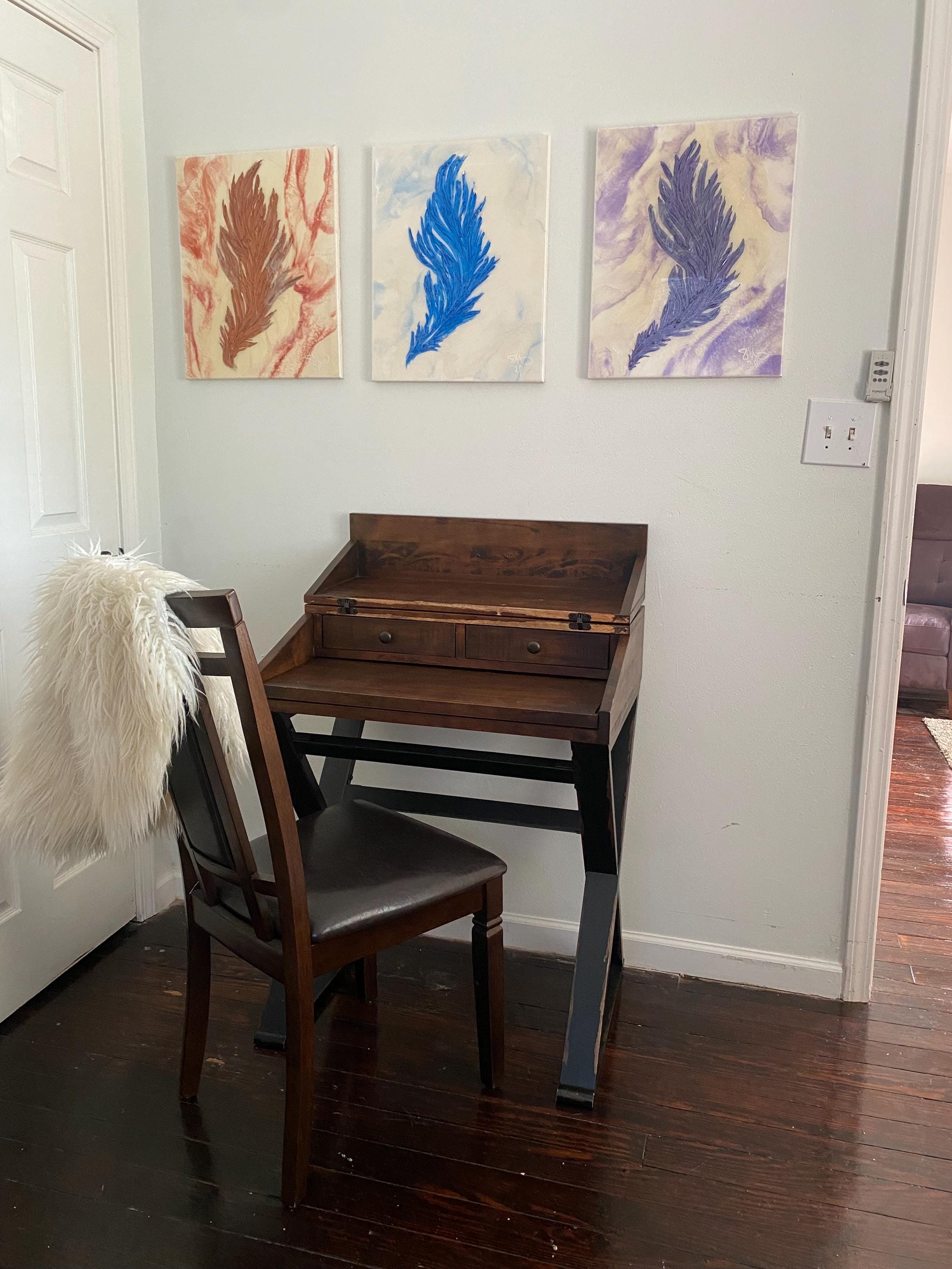 Resin Art- Title: Plume Feather Series • Blue (wall Art) - Etsy