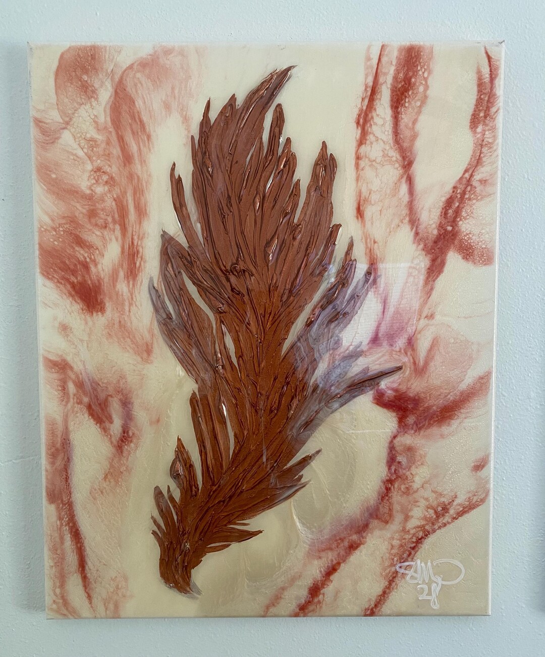 Resin Art- Title: Plume Feather Series • Copper (wall Art) - Etsy