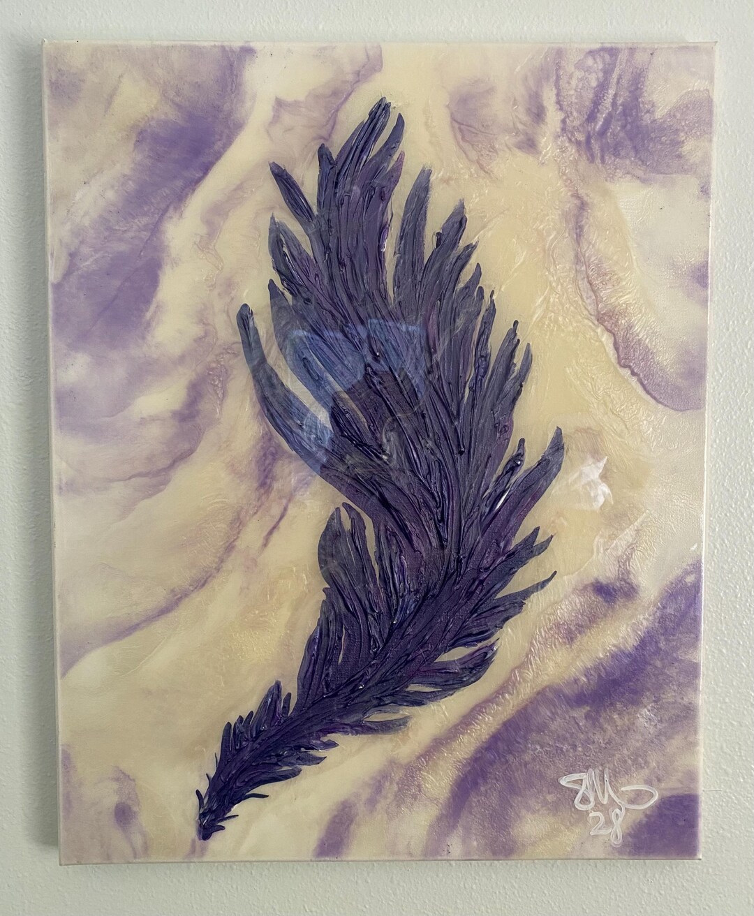 Resin Art Title: Plume Feather Series Purple wall Art - Etsy