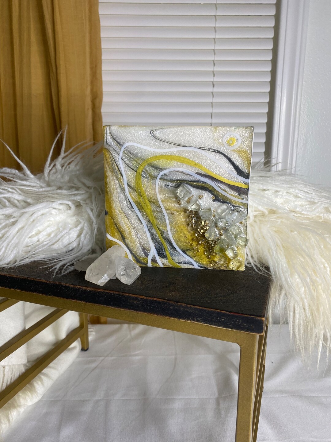 Resin Art- Title: Mini Mini Resin “tiger Strips” (wall, Shelf, or Desk ...