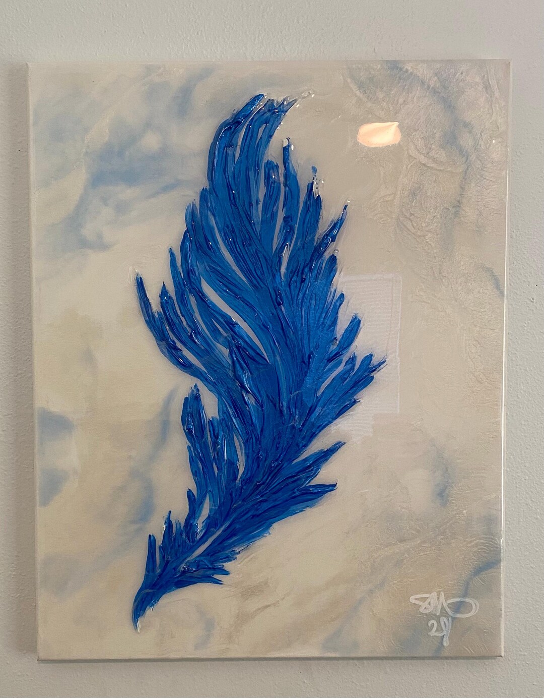 Resin Art- Title: Plume Feather Series • Blue (wall Art) - Etsy