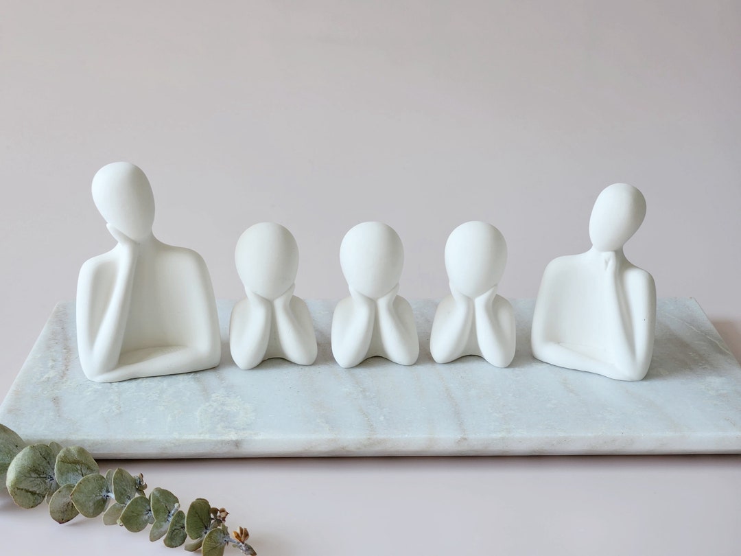 Happy Family White Sculptures-modern Jesmonite Family Statue Set-new ...