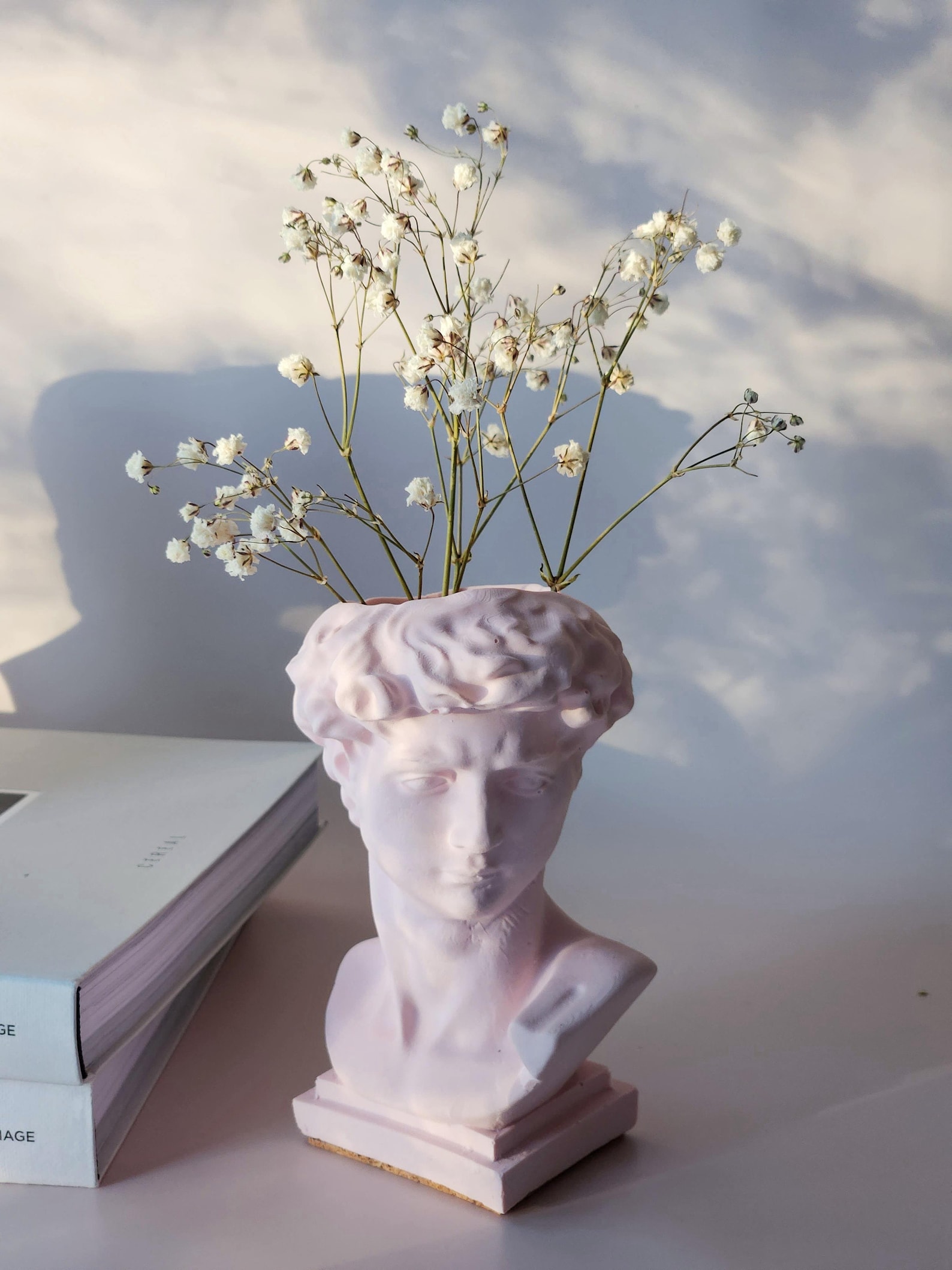 Cement David Bust Dry Flower Vase-david Statue Head Vase-makeup Brush ...