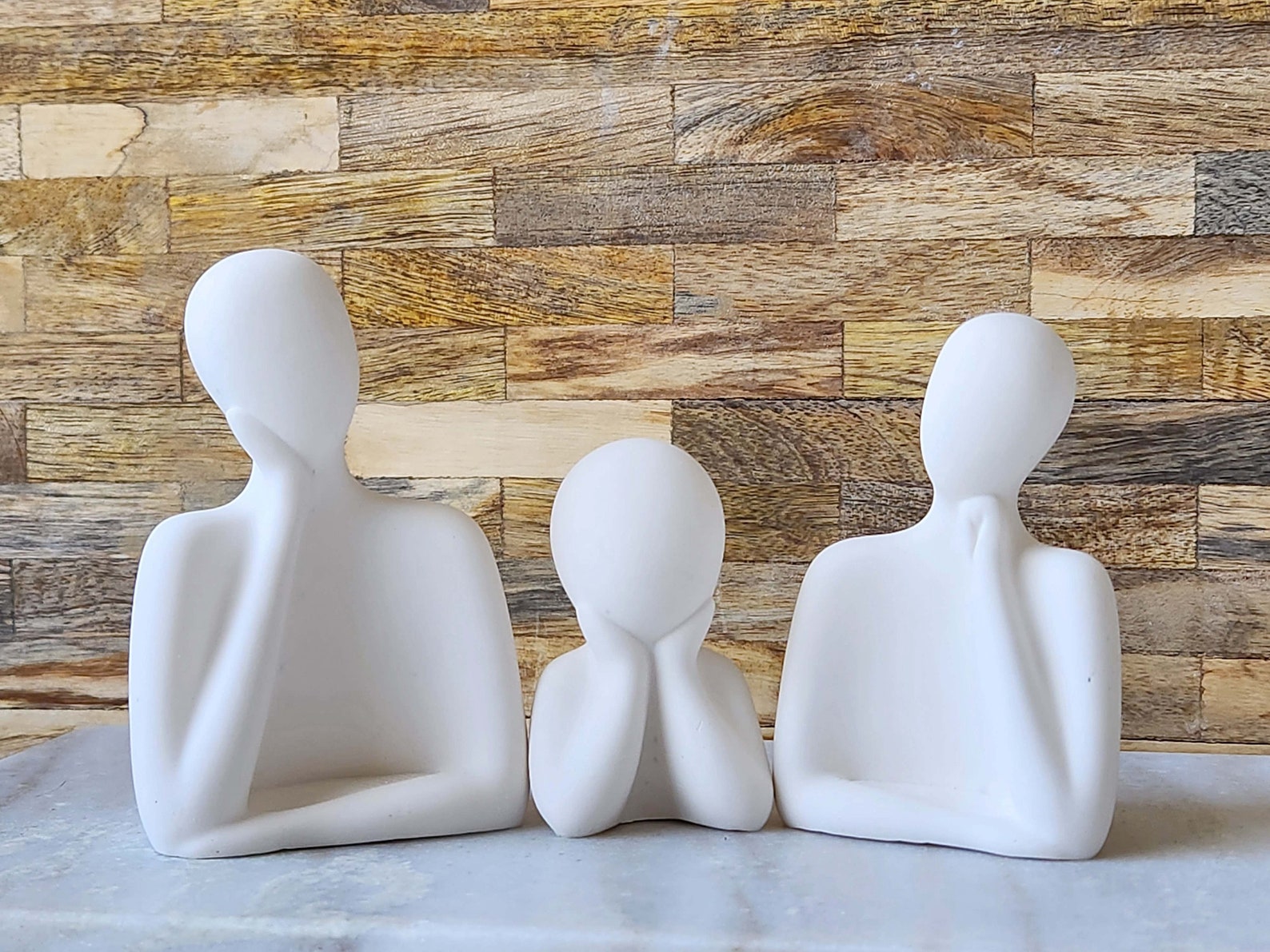Happy Family White Sculptures-modern Jesmonite Family Statue Set-new ...