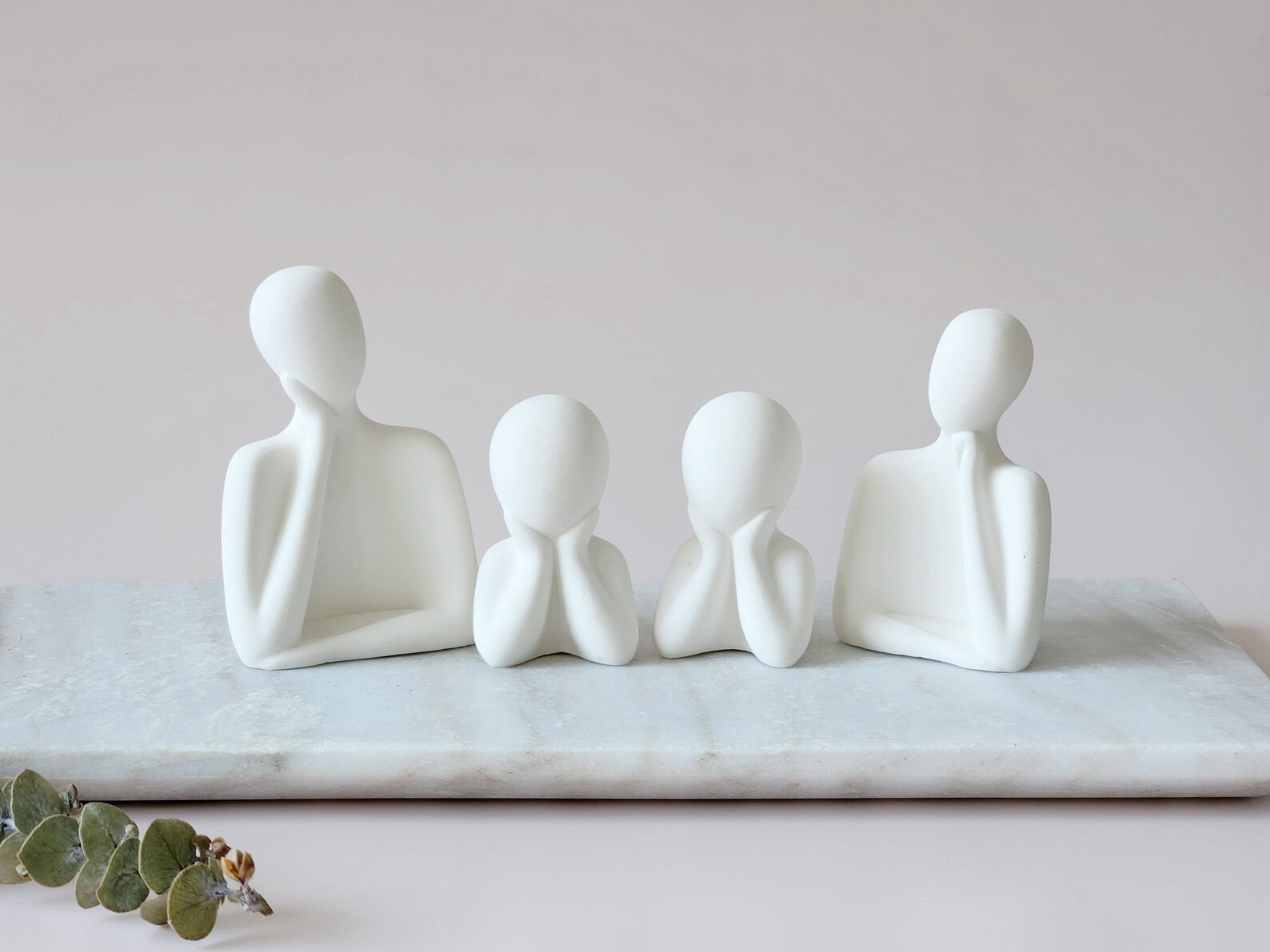 Happy Family White Sculptures-modern Jesmonite Family Statue Set-new ...