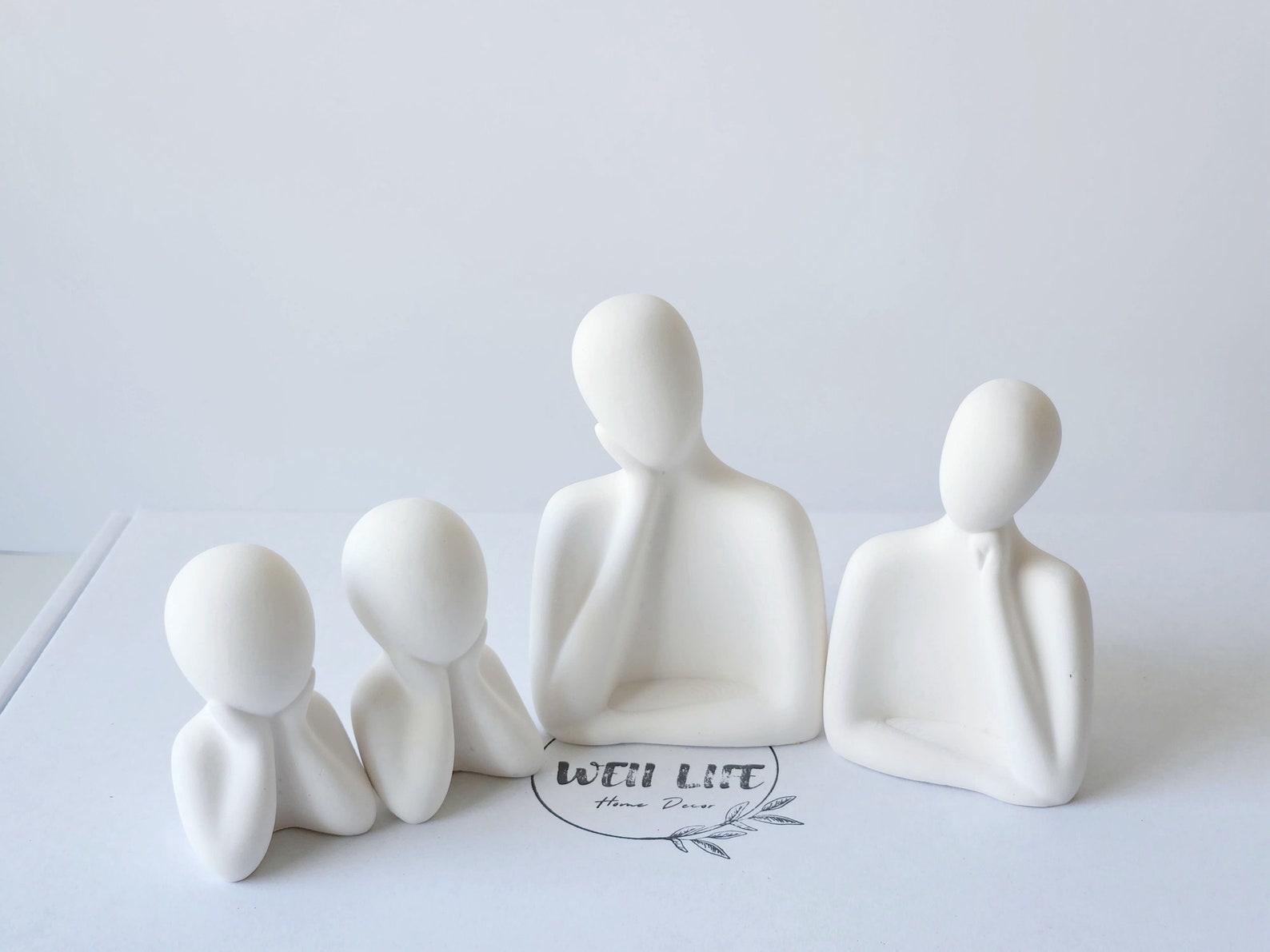 Happy Family White Sculptures-modern Jesmonite Family Statue Set-new ...