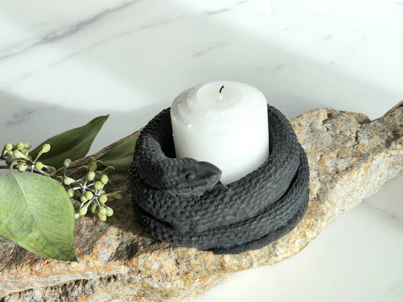 Concrete Snake Tea Light Candle Holder-spooky Cement Coiled - Etsy