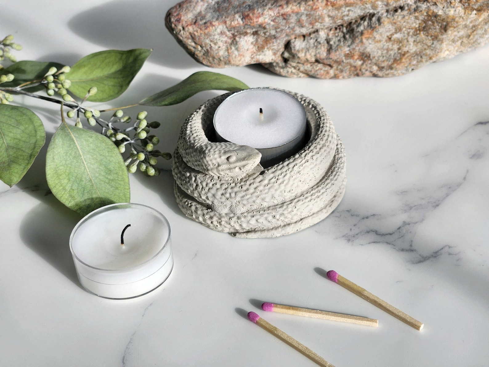 Concrete Snake Tea Light Candle Holder-spooky Cement Coiled - Etsy