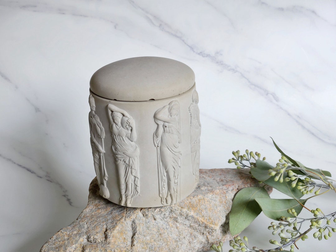 Jesmonite Greek Sculpture Jar With Lid- Eco Graces Goddess Statue Pot ...