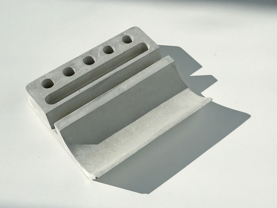 Concrete Pen Holder Business Card Holder Phone Holder- Cement Desk Tidy ...