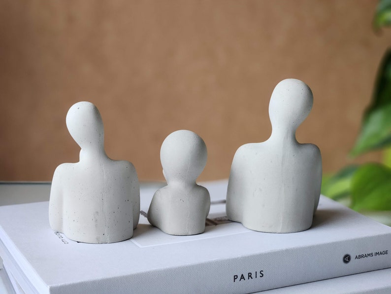 Happy Family Sculptures-modern Concrete Family Statue Set-new - Etsy