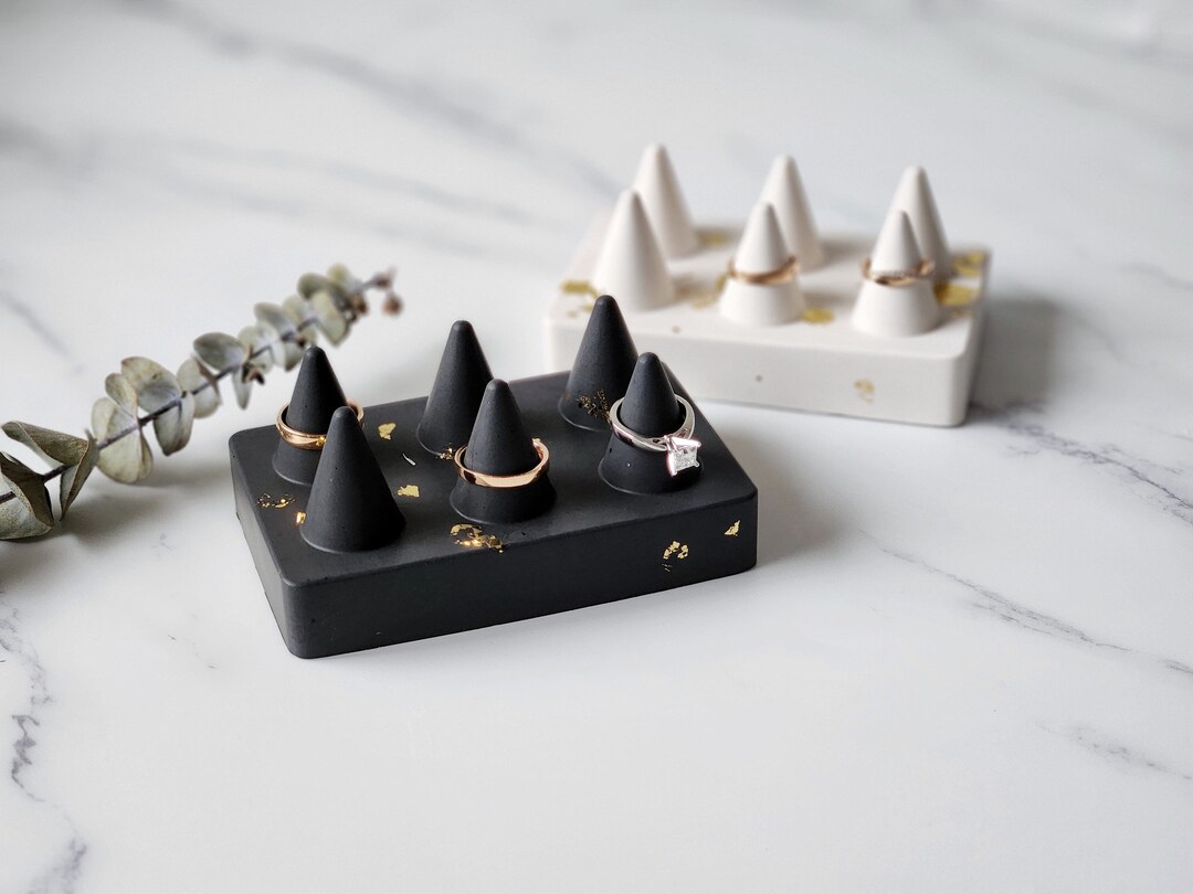 Handmade Jesmonite 6 Peg Ring Display With Gold Leaf-multi Ring Holders ...