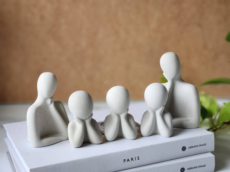 Happy Family Sculptures-modern Concrete Family Statue Set-new - Etsy