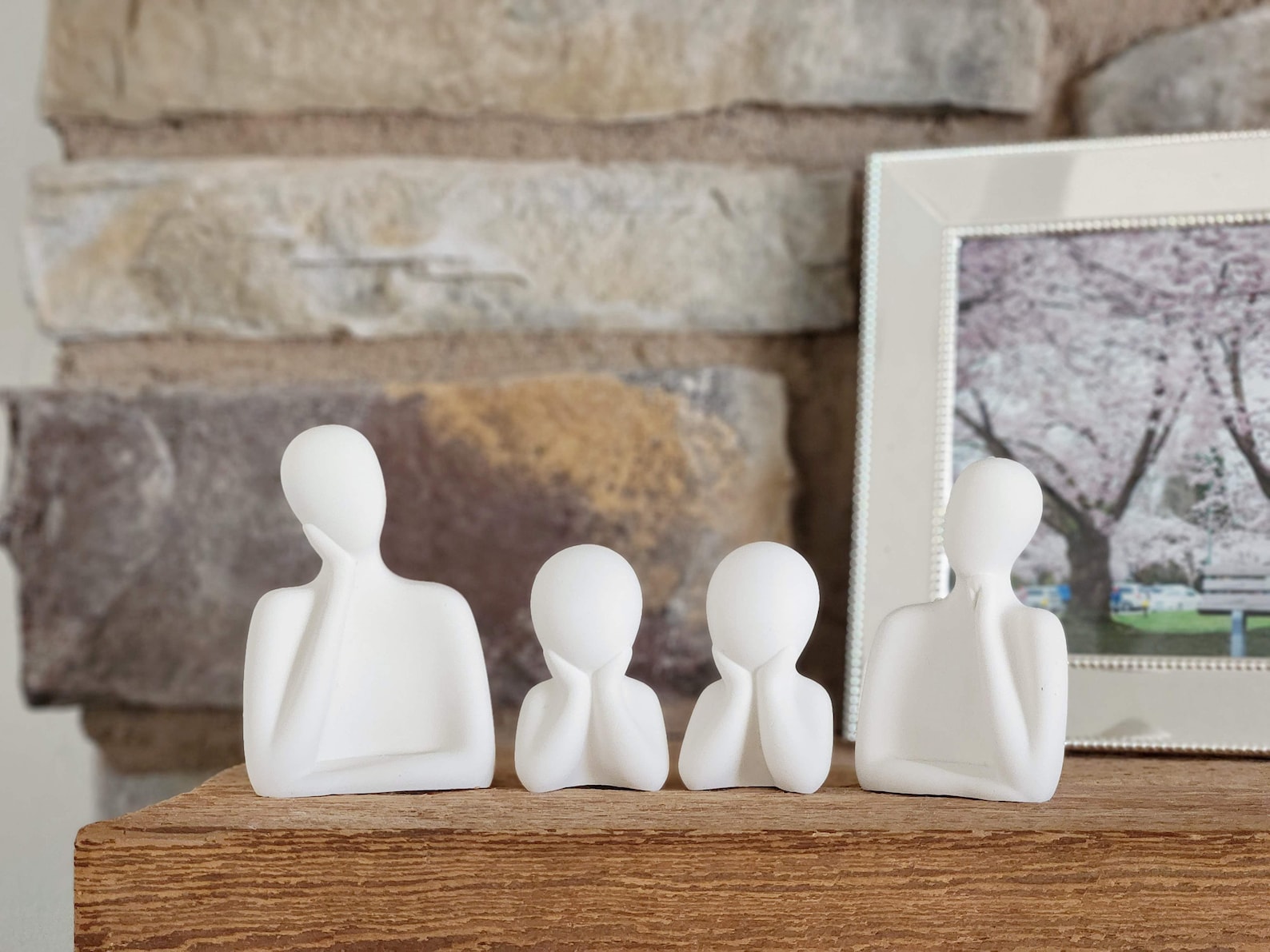 Happy Family White Sculptures-modern Jesmonite Family Statue Set-new ...