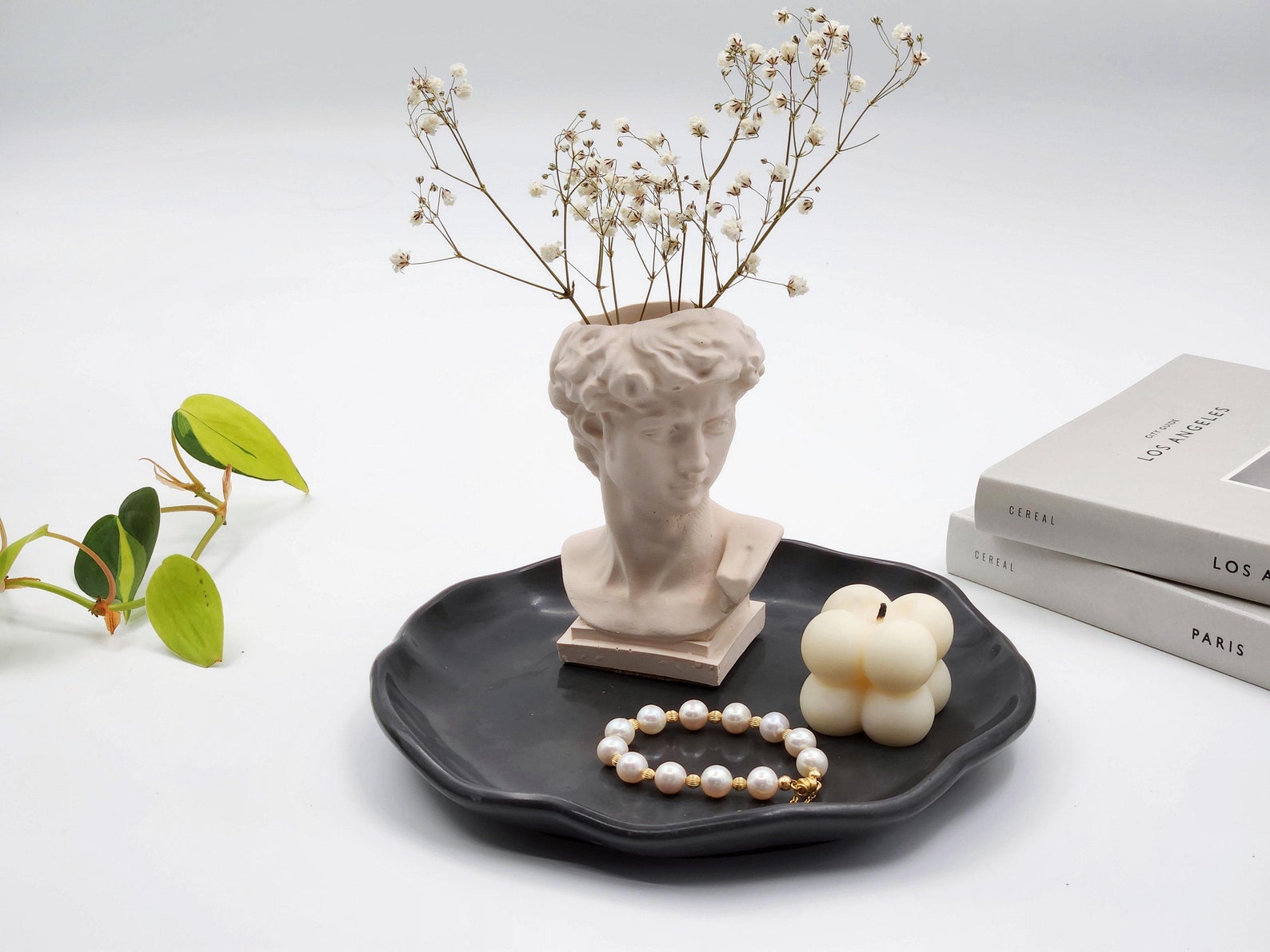 Cement David Bust Dry Flower Vase-david Statue Head Vase-makeup Brush ...