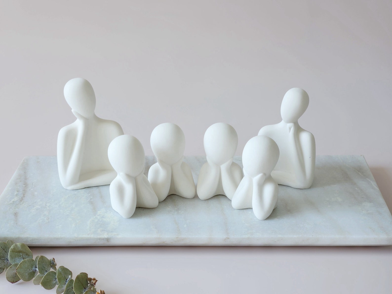 Happy Family White Sculptures-modern Jesmonite Family Statue Set-new ...