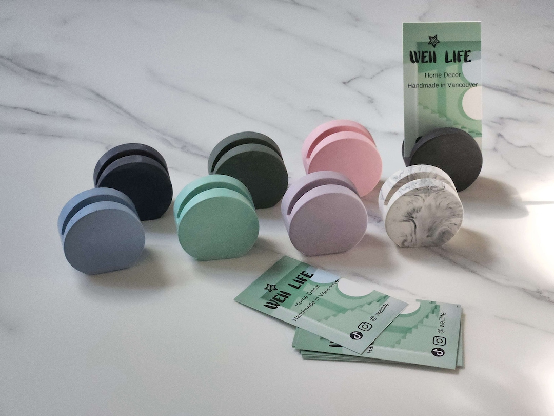 Handmade Jesmonite Round Card Holder-color Business Card Holder-photo ...