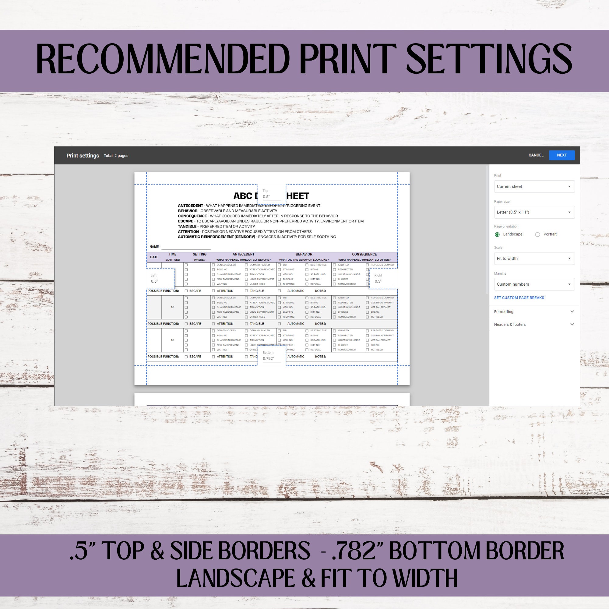 ABC Data Sheet, ABA Data Sheet, Special Education Data Sheet, Behavior ...
