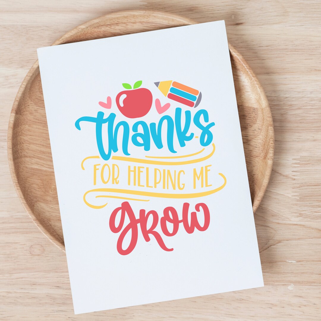 Thanks for Helping Me Grow Card, Teacher Appreciation Card, Teacher ...