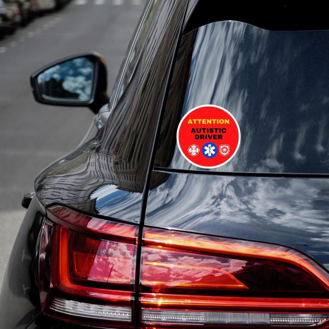 Attention Autistic Driver Decal, Autism Safety Sticker, Emergency Decal ...