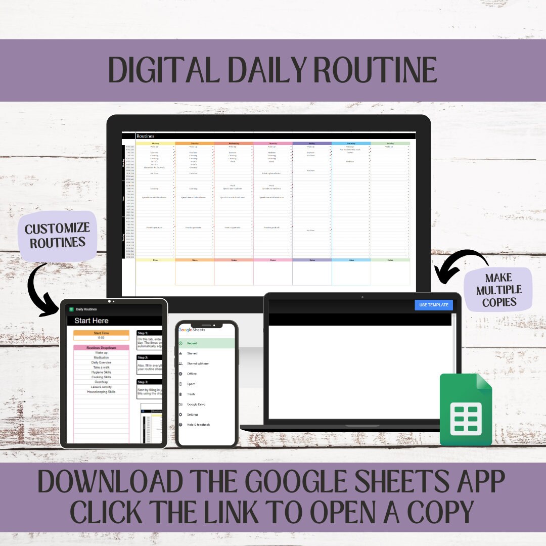 Digital Daily Routine Spreadsheet, Homeschool Schedule Template ...