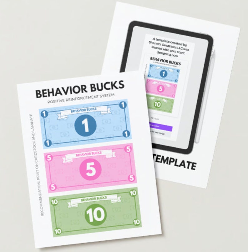 Behavior Bucks Printable Reward System, Instant Download PDF, Printable ...