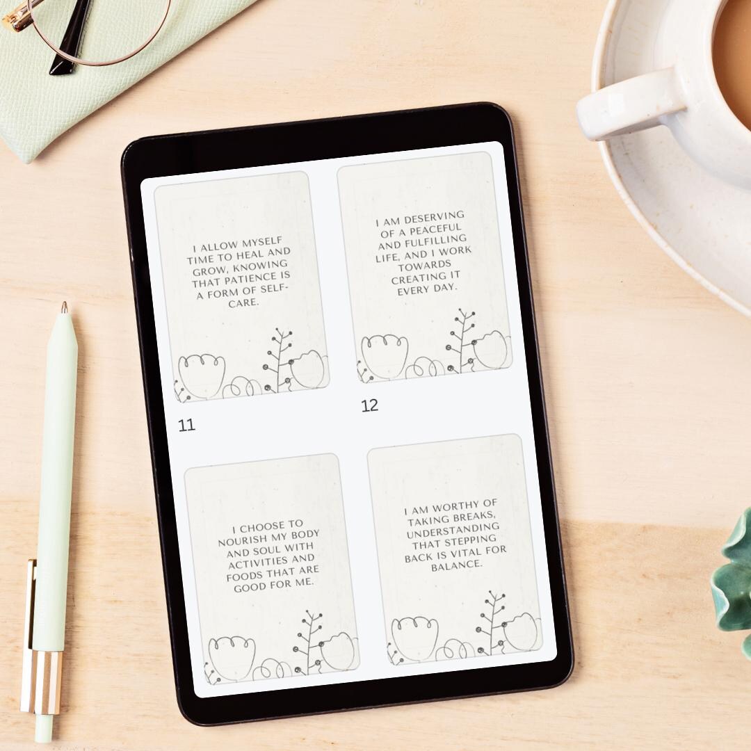 Self-care Affirmation Cards, Instant Download 5x7 PDF and JPG, Mental ...