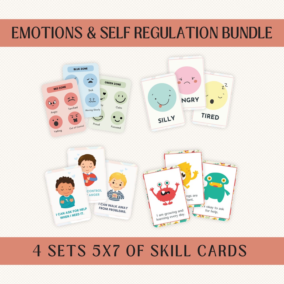 Emotions and Self Regulation Cards, Homeschool Flashcards, Social ...