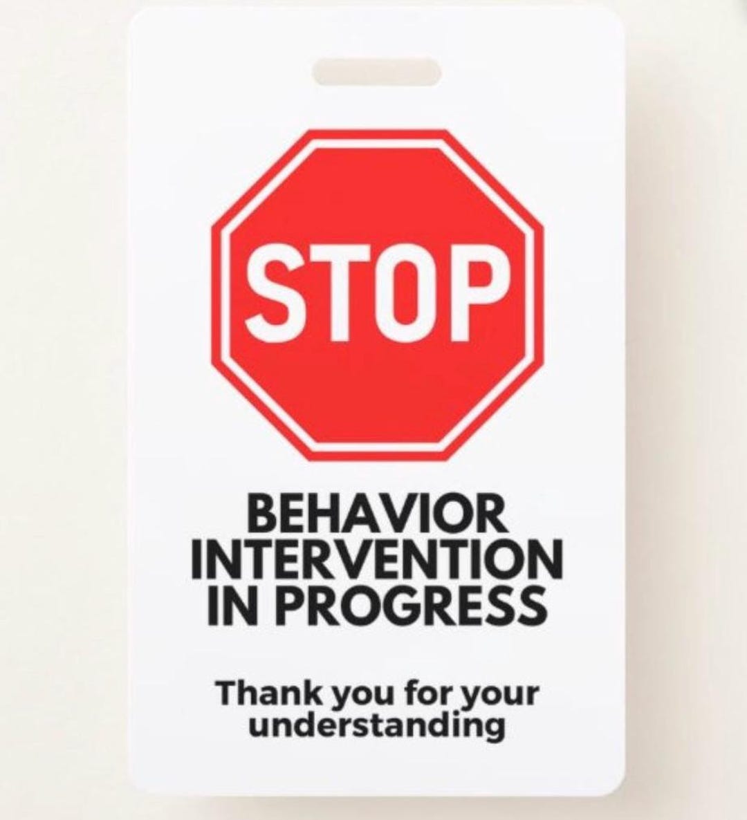 Stop Sign Badge, Behavior Intervention in Progress Badge Card, Special ...