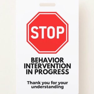 Stop Sign Badge, Behavior Intervention in Progress Badge Card, Special ...