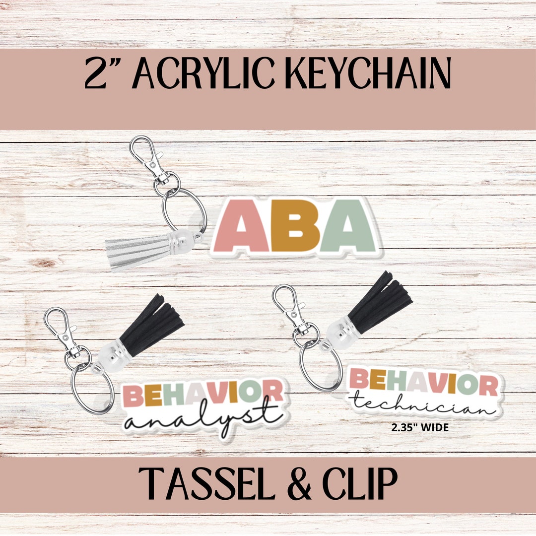 ABA Keychain, Acrylic Keychain With Suede Tassel, Behavior Analyst, ABA ...