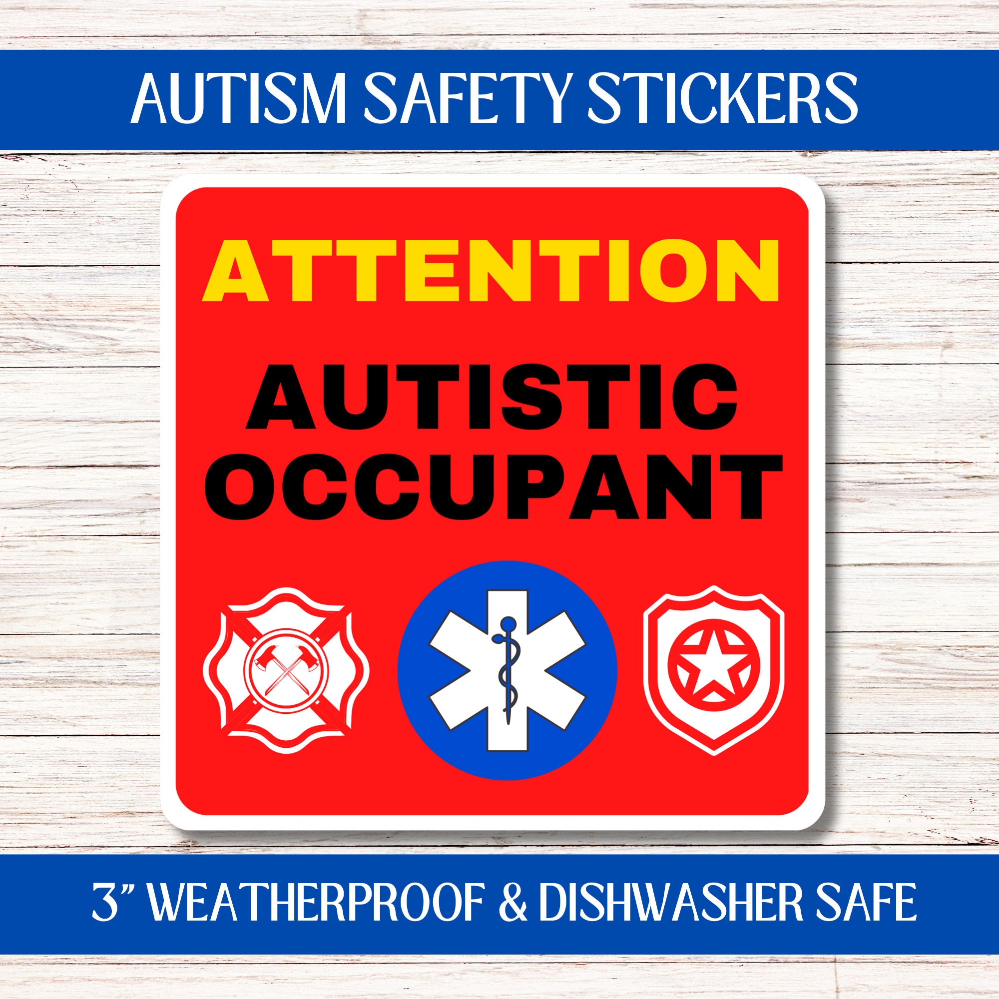 Autism Car Window Decal, Autism Safety, Medical Alert Sticker, Autistic ...