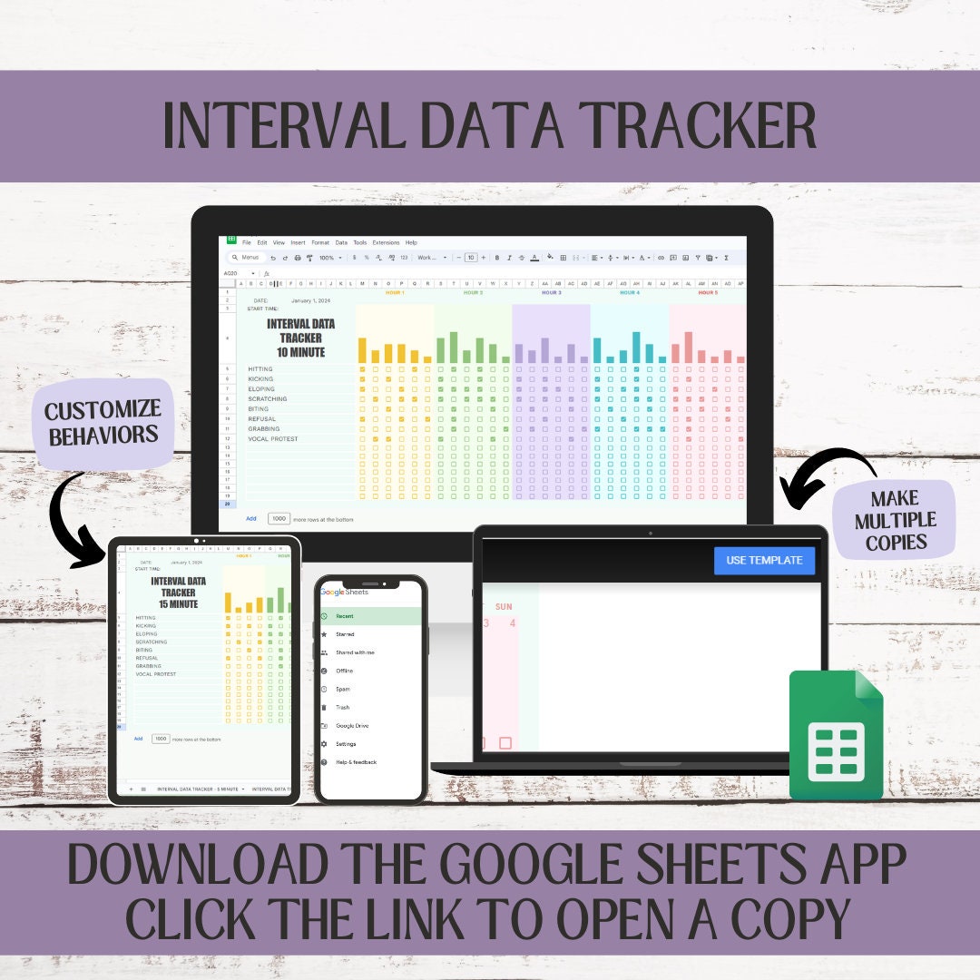 Interval Data Tracker, Behavior Data Spreadsheet, Editable Behavior ...