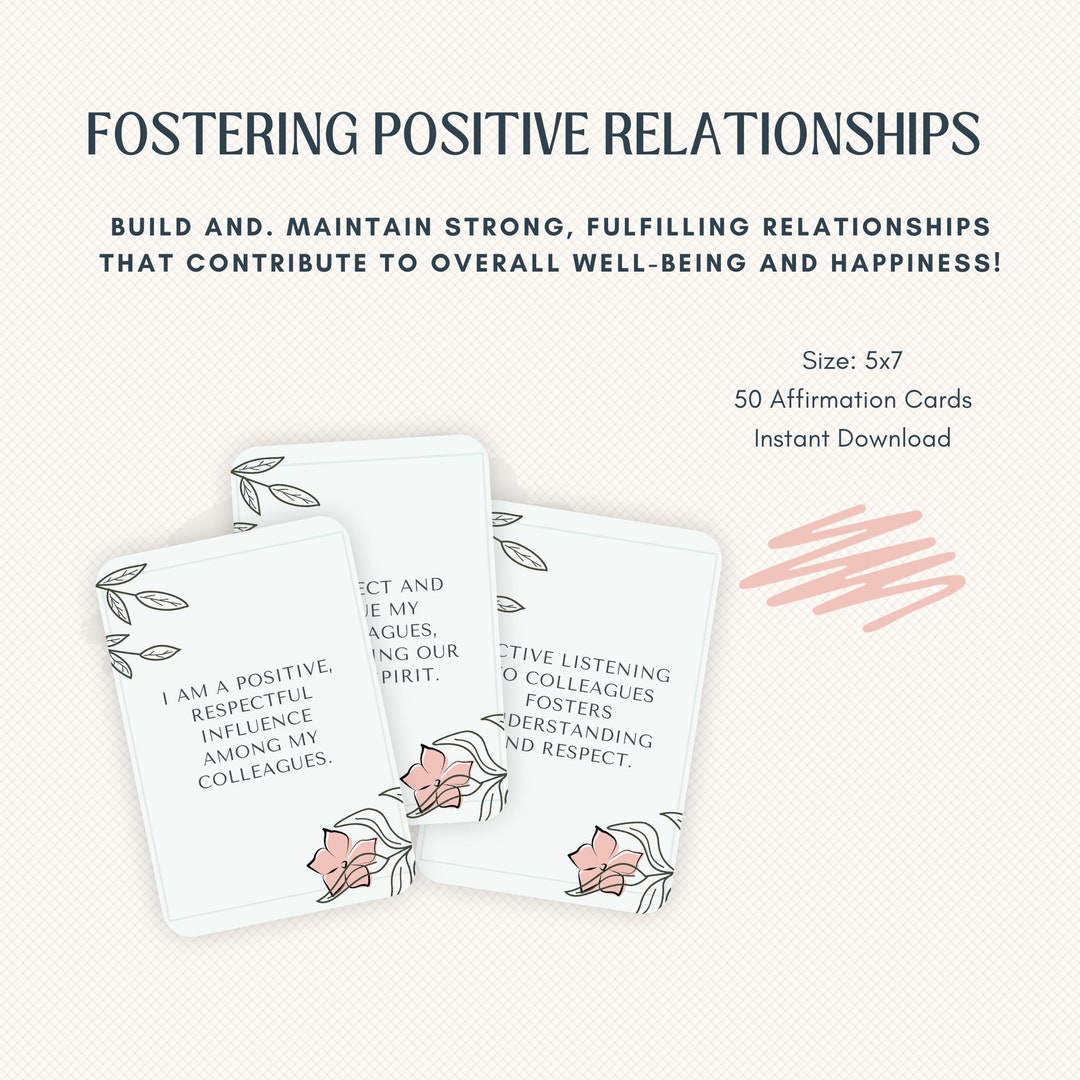 Positive Relationships Affirmation Cards for Adults, Self-help ...