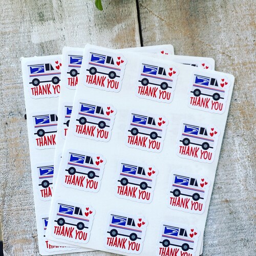 Postal Worker Thank You Sticker Sheet Mail Carrier Package | Etsy