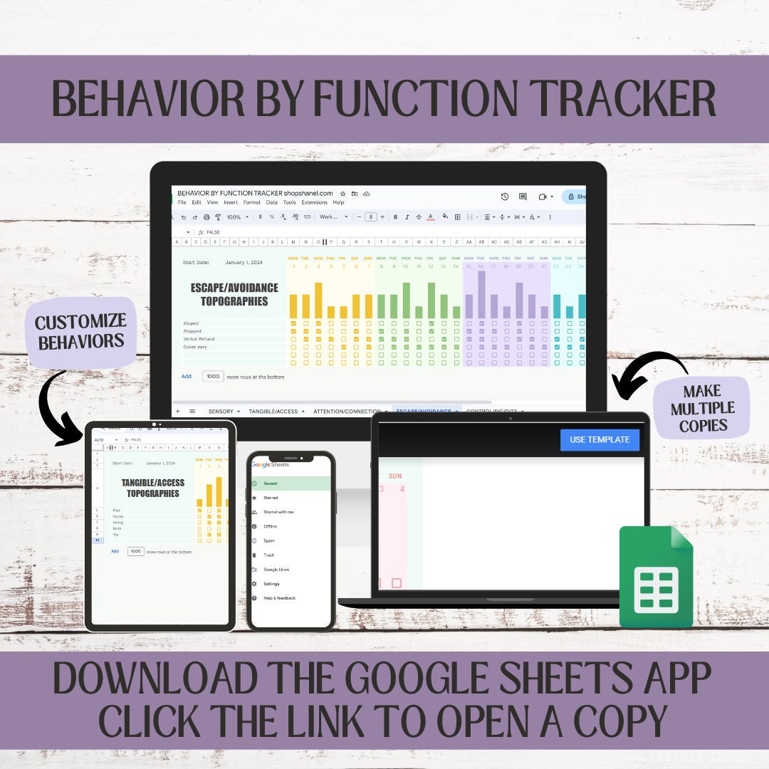 Digital FBA Data Sheet, Functional Behavior Data Spreadsheet, Editable Behavior Tracker, Autism ...