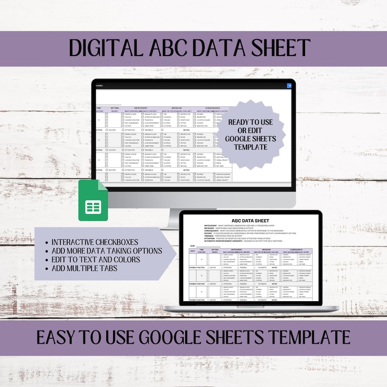 ABC Data Sheet, ABA Data Sheet, Special Education Data Sheet, Behavior ...