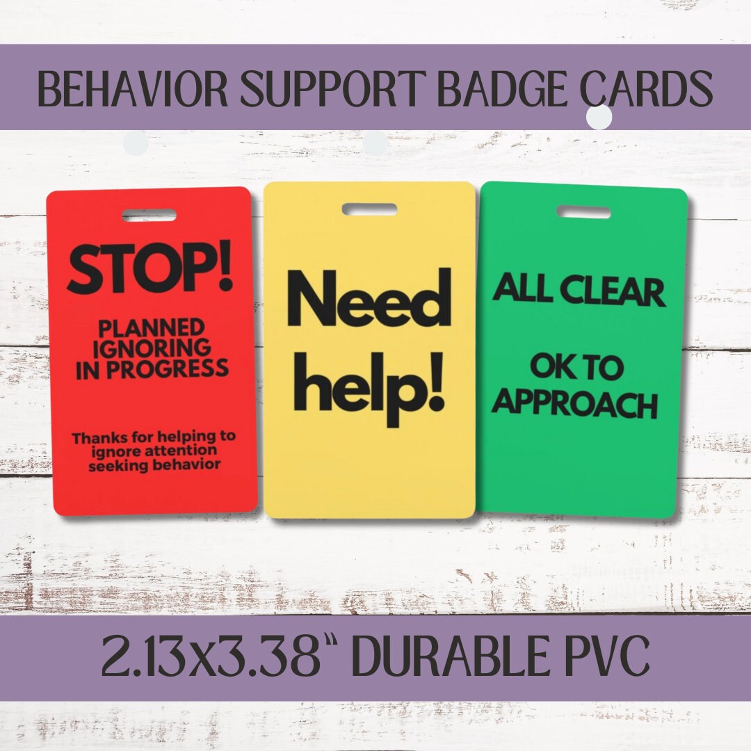 Special Education Behavior Management, Behavior Support Badge Cards ...