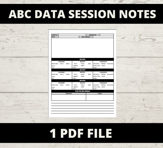 ABC Data Sheet ABA Digital Download Aba Session Notes Aba | Etsy