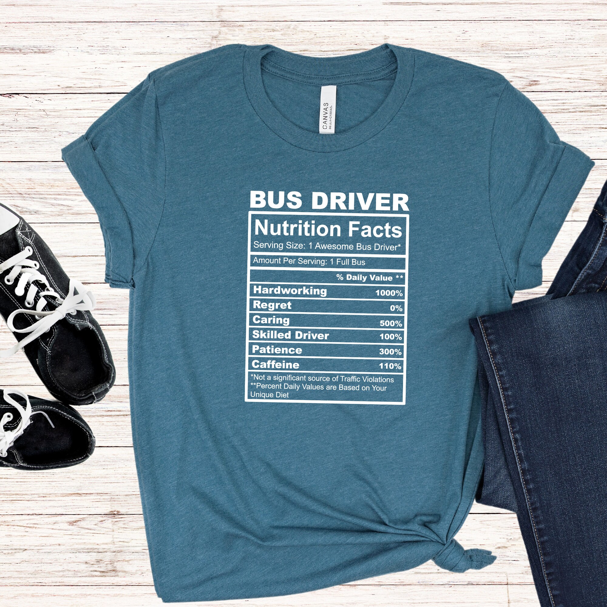 Bus Driver Nutrition Facts Shirt, Funny Bus Driver Gift, School Bus ...