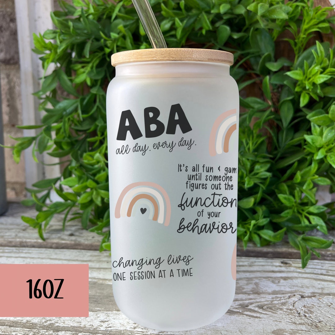 ABA Sticker Glass Cup, Changing Lives One Session at a Time Tumbler ...
