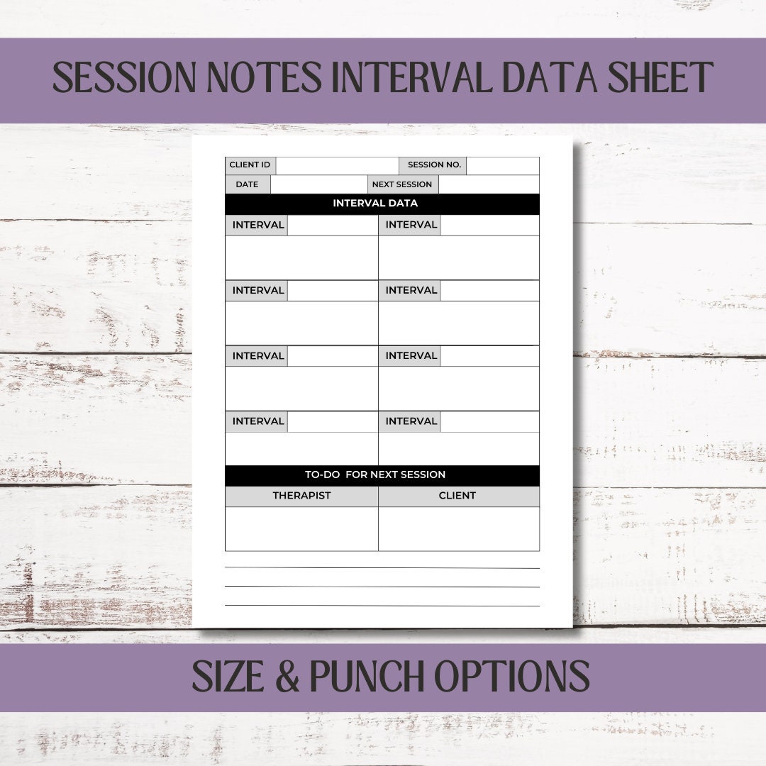 Interval Data Session Notes, ABA Data Notes, Therapy Session Notes, Aba ...