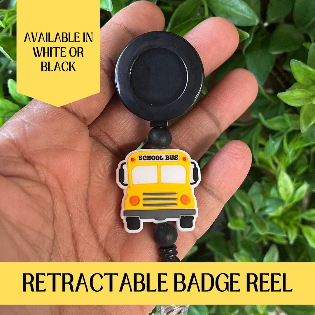 Bus Driver Badge Clip, Retractable Badge Reel, Yellow School Bus Focal ...