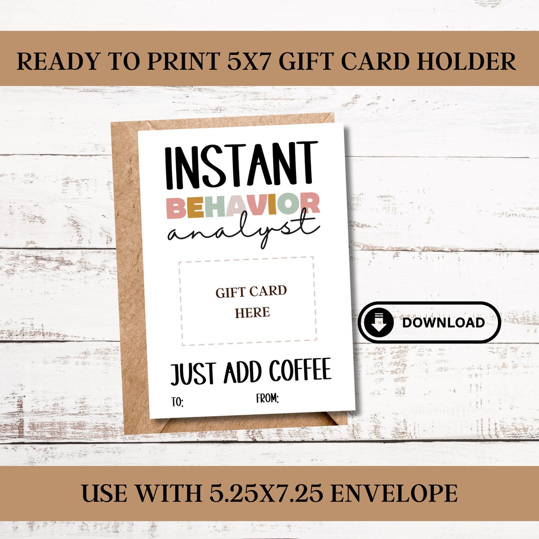 ABA Therapy Card, Digital Download, ABA Therapy Gift Card Holder ...