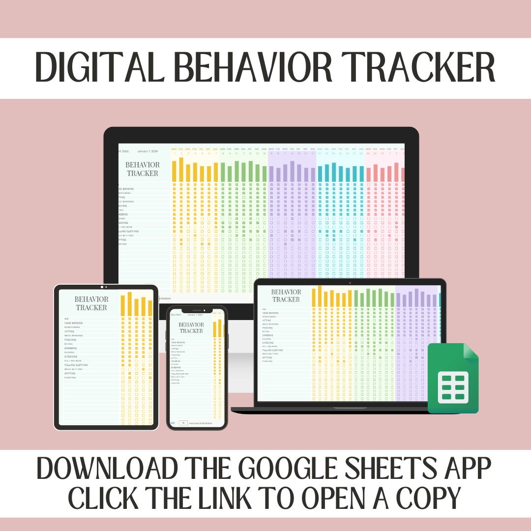 Digital Behavior Tracker, Behavior Data Spreadsheet, Editable Behavior ...